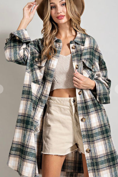 Hunter Green long Plaid Shacket – Aqua Bay Swim Co