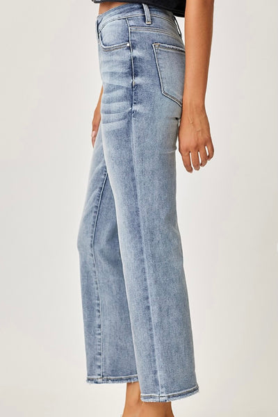High-rise Cross Over Fly Straight Leg Jeans – Aqua Bay Swim Co